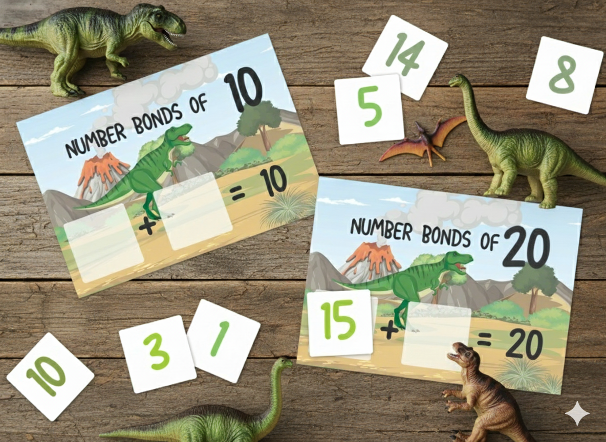 Dinosaur number bond Magnet tile toppers – Bright Brains Uk